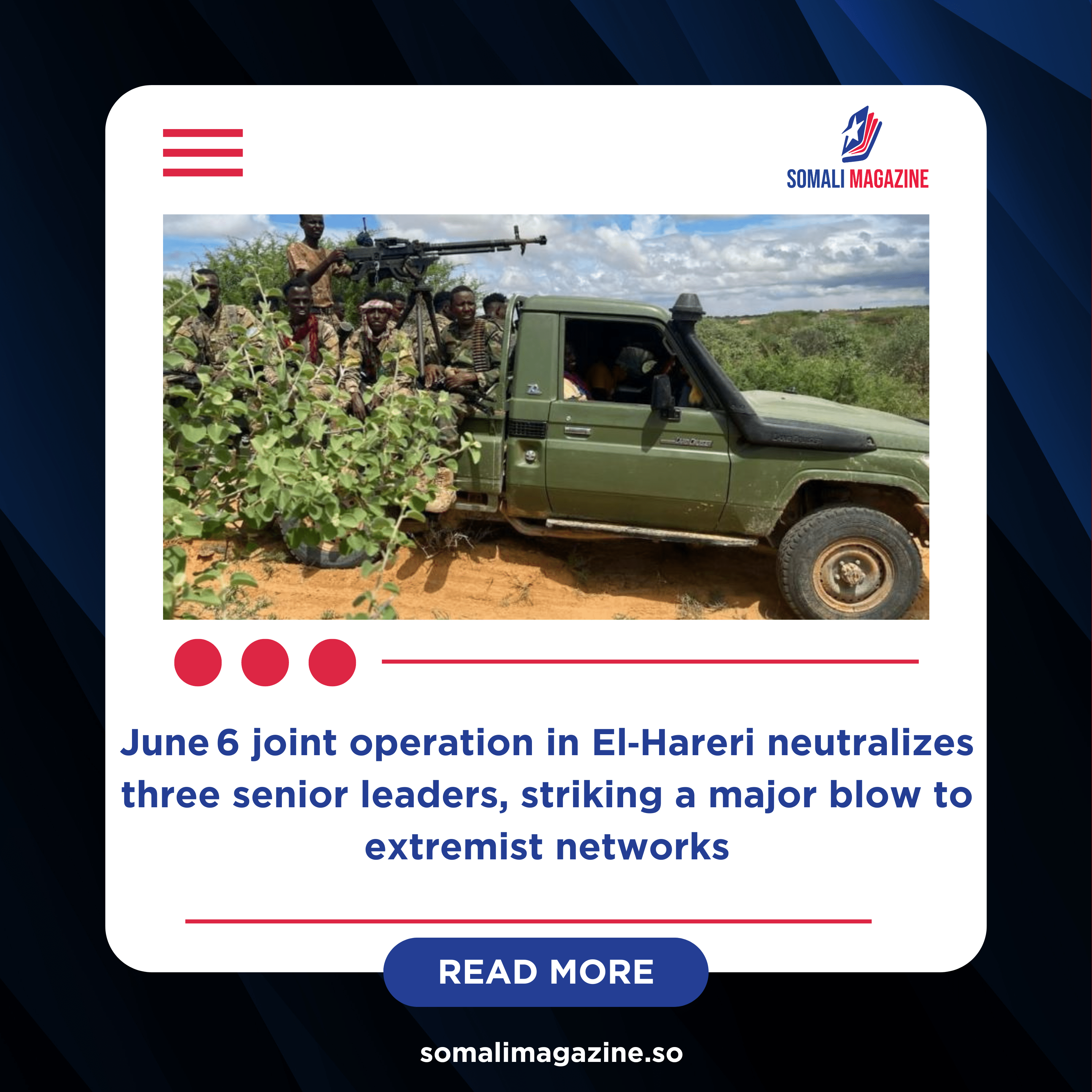 Somali Forces Eliminate Key al‑Shabaab Commanders in Hiiraan Raid ...